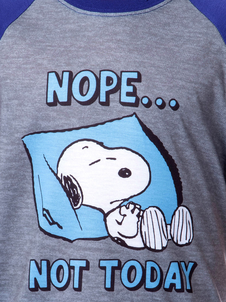 Peanuts Boy's Snoopy Nope Not Today Sleep Pajama Set Short Crewneck ...